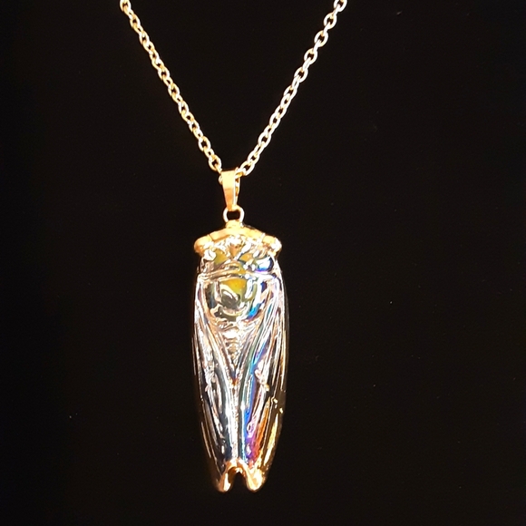 Hand Crafted | Jewelry | Hand Crafted Cicadas Glass Necklace Goldtone ...